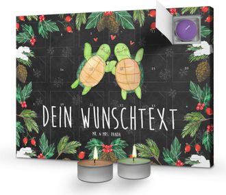 Mr. & Mrs. Panda Personalisierter Duftkerzen Adventskalender Schildkröten Paar - Personalisierte Geschenke, Freund, Freundin, Geschenk für Partner, Hochzeitstag, Valen