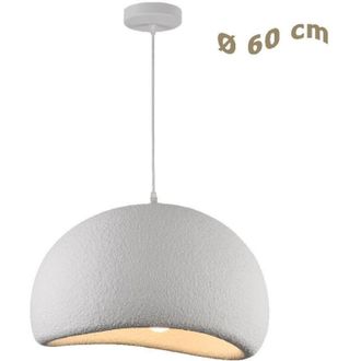 Trade Shop Pendentif Lustre Plafond Effet Pierre Blanc &oslash;40 / 50 / 60cm Connexion E27 Ip20 B16-b -60 Cm