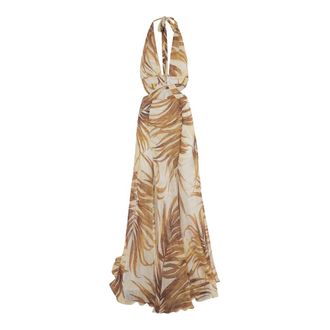 Just Cavalli Femme, Robes, Multicolore, Taille: 40 FR Robe Longue Imprim&eacute; Tropical