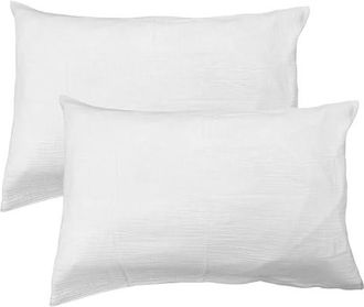 Matt & Rose Taies doreiller Unies Double Gaze DE Coton 50x70cm | 100% Coton de qualit&eacute; sup&eacute;rieure | Oeko-TEX | Taies doreiller 50x70cm | Blanc