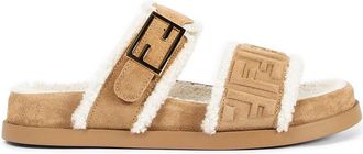 Fendi FF Suede and Shearling sandals