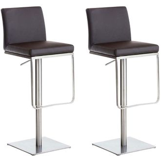 Clp 2er Set Barhocker Panama Kunstlederbezug braun edelstahl