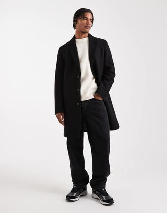 Jack & Jones Manteau en laine m&eacute;lang&eacute;e - Noir