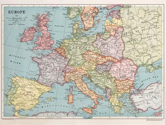 Artery8 Karte Whitneygraham 1930 Europa Politische Ungerahmter, extragroßer Leinwanddruck