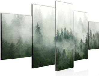 Runa Art Bilder Wald Natur 200 x 100 cm 5 Teilig XXL Wanddekoration Design Grün Grau 032351a