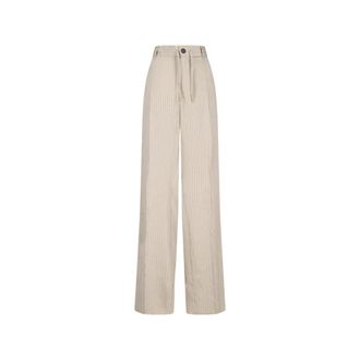 Darkpark Iris Stripe Modal Paper Bag Hose - - Trousers - Damen - Beige - W26