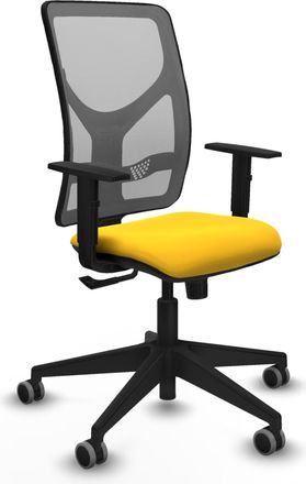 Piqueras y Crespo Gepolsterter Schreibtischstuhl mit 1D-Armlehnen, h&ouml;henverstellbare Lendenwirbelst&uuml;tze, ausgestattet mit 3 Positionen und Schneidschaum, Grau/Gelb