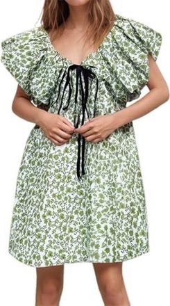 Generic Robe boh&egrave;me 2026 pour femme - Robe d&eacute;contract&eacute;e confortable et fluide - Tissu doux - Coupe d&eacute;contract&eacute;e - Tenue &eacute;l&eacute;gante polyvalente, Vert, L