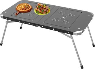 Generico Klapptisch mit Tablett, Picknick-Ausr&uuml;stung aus Aluminium, leicht und einfach zu transportieren, Beistelltisch f&uuml;r Camping, f&uuml;r Familientreffen mit Fr