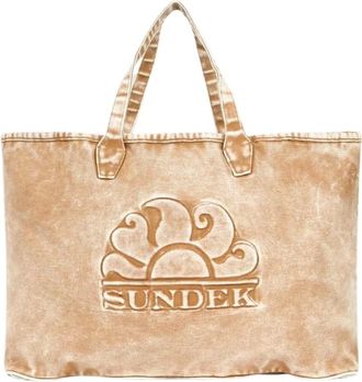 Sundek Femme, Sacs, Beige, Taille: ONE Size Grand sac de plage teint en pi&egrave;ce