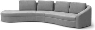Cavadore Cavadore Ecksofa Jawa / Bodennahe Eckcouch mit Sofa 2,5-sitzig und Trapezecke halbrund (60 Grad) / 366 x 88 x 230 / Flachgewebe, Grau