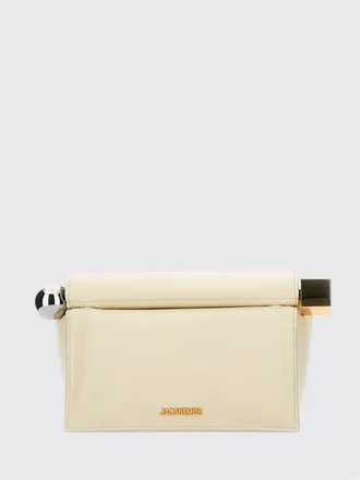 Jacquemus Pochette Rond Carr&eacute; &agrave; main en cuir dagneau lisse avec logo