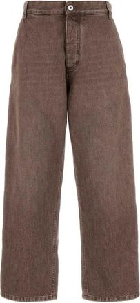 Bottega Veneta Femme, Jeans, Brun, Taille: 38 FR Pantalon en denim &agrave; jambe large et taille haute