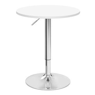 Woltu Bartisch Stehtisch, h&ouml;henverstellbarer Tisch 70-91 cm, multifunktionaler Partytisch in Wohnzimmer K&uuml;che Balkon, Bistrotisch aus MDF Metall, Wei&szlig;, 60x6