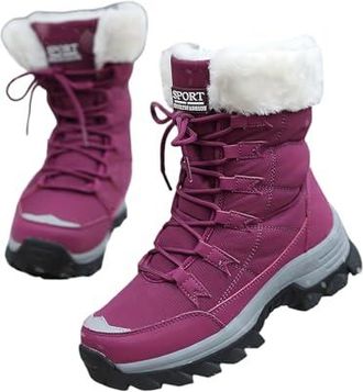 Generic Bottes de neige pour femme - Bottes de marche chaudes doubl&eacute;es de fourrure - Bottes de randonn&eacute;e mi-mollets &agrave; lacets - Chaussures de marche pour fille