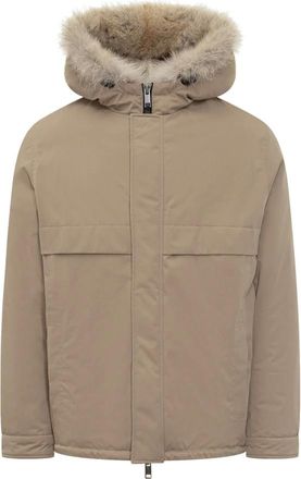 Yves Salomon Homme, Vestes, Beige, Taille: XL Parka &agrave; Capuche Bord&eacute;e de Fourrure