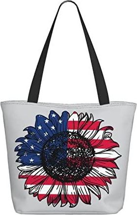 AOOEDM Drapeau am&eacute;ricain dans un sac &agrave; provisions pour femme tournesol 13 x 11 x 7 pouces. Le cadeau parfait pour la Saint-Valentin. Cest de la Saint-Valenti