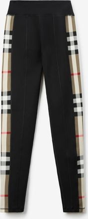 Burberry Stretchjersey-Leggings mit Check-Besatz, Size: XS