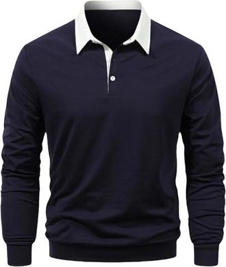 Generic T-shirt &agrave; manches longues pour homme - Coupe ajust&eacute;e - Avec col - Sport respirant - Polo &agrave; manches longues - Coupe ajust&eacute;e - Polo de golf - Hauts l&eacute;ge