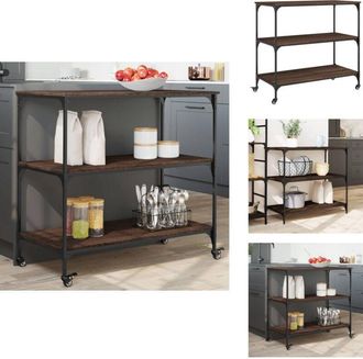 vidaXL Chariot de cuisine chêne marron 102x50x95 cm bois dingénierie - Chariot De Cuisine - Chariot à Légumes - Meuble De Rangement - Mobilier De Cuisine