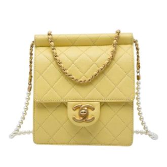 Chanel Sac bandouli&egrave;re matelass&eacute; vintage doccasion - Femme - Pre-owned - Jaune - Taille: ONE Size
