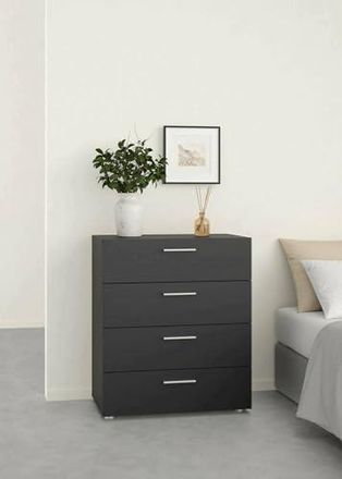 Dmora Kommode Nina, Mehrzweckkommode, Schlafzimmerkommode, Schrank mit Schubladen, 70x40 h82 cm, Schwarz