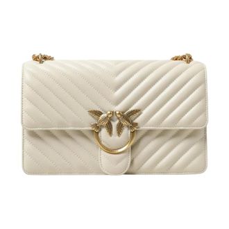 Pinko Pinko, Femme, Sacs, Blanc, Taille: ONE Size Oiseaux Sac Bandoulière en Cuir