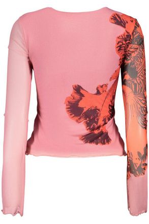 Desigual T-Shirt Rosa Damen Langarmshirt mit Orchideen-Druck und