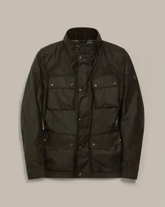 Belstaff Veste Ic&ocirc;ne Fieldmaster Pour Homme Coton Cir&eacute; Vert Olive D&eacute;lav&eacute; 44