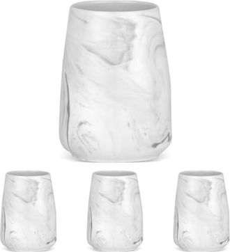 Kleine Wolke 5854901852 Zahnputzbecher Marble, Anthrazit (Packung mit 4)