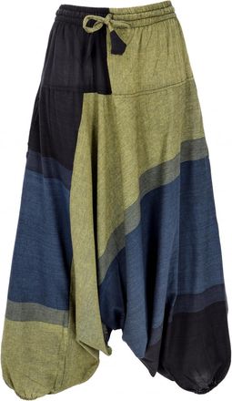 Guru Shop Gestreifte Haremshose, Pluderhose, Boho Pumphose, Aladinhose - Lemon, Damen, Baumwolle