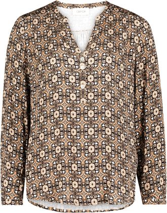 Cartoon Damen Casual-Bluse mit Muster Camel/Black,36