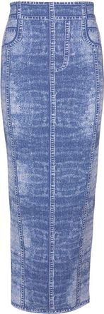 Balmain jupe en jean à coupe mi-longue - Bleu