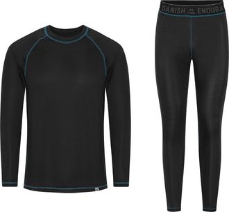 Danish Endurance Funktionsunterwäsche Set, Unisex Thermounterwäsche, Skiunterwäsche, Lange Unterhose & Langarmshirt, Atmungsaktiv, Bequem, für Damen & Herren, Schwarz/