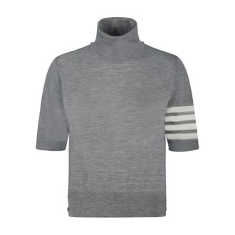 Thom Browne Feine Merinowolle Rollkragenpullover mit 4 Streifen - - Knitwear - Damen - Grau - S