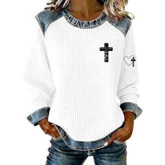 Generic Sweats &agrave; col rond pour femme, sans capuche, t-shirt &agrave; manches longues, chemisier, haut de gamme, t-shirt de sport pour femme, automne : respirant et d