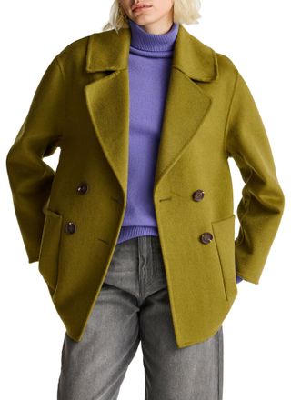 Benetton Damen Giaccone 28f7dn083 Mantel, gr&uuml;n, S