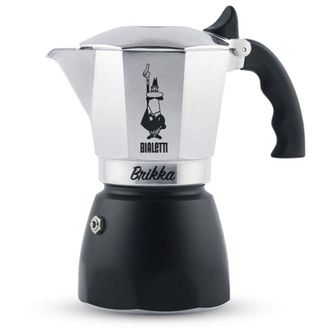 Bialetti Cafeti&egrave;re italienne &agrave; moka 0,1 L - Acier inoxydable noir - Pour expresso riche et cr&eacute;meux - 1 tasse - Bialetti