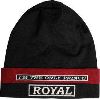 Dolce & Gabbana Homme, Accessoires, Noir, Taille: ONE Size Bonnet en maille avec embellissements textuels