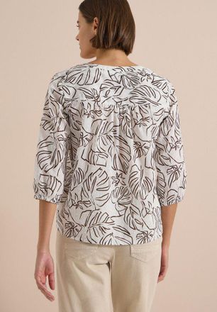 Cecil Druckbluse 3/4-Arm Sommerbluse-Tunika mit Bl&auml;tterprint