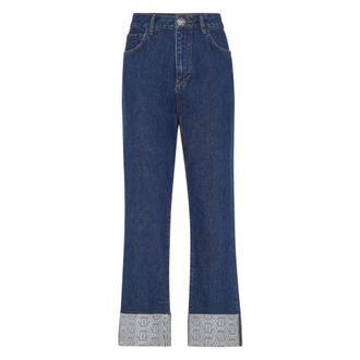 Philipp Plein Denim Hosen Loose Fit Cufffed Monogram - - Jeans - Damen - Blau - W26