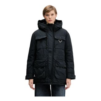 Converse Kapuzenjacke mit Aufn&auml;hern - - Jackets - Damen - Schwarzk - L