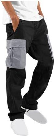 Generic Pantalon cargo classique pour homme - En coton m&eacute;lang&eacute; - Pantalon de jogging - Pantalon de travail - Pantalon droit - L&eacute;ger - Avec plusieurs poches - 