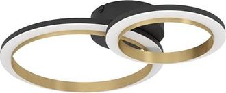 Eglo LED Deckenleuchte Calliera, Deckenlampe dimmbar in Stufen, Bürolampe Decke, Küchenlampe aus Metall und Kunststoff in Schwarz und Messing, neutralweiß,