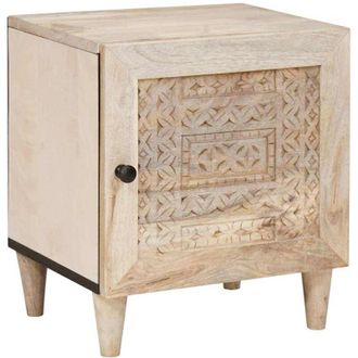 vidaXL Table de chevet Beige 40 x 33 x 46 cm bois de manguier massif vidaXL