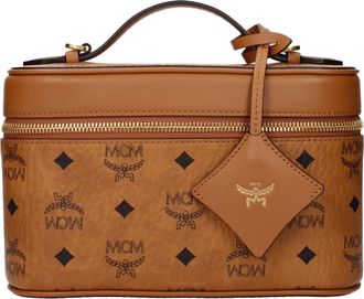 MCM Mcm Beauty Case Aren Femme Tissu Tiss&eacute; Marron/Cognac Et Autres Tissus Textiles