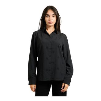 Guess Rhinestone Logo Long Sleeve Shirt - Femme - Blouses et Chemises - Noir - Taille: 40 FR