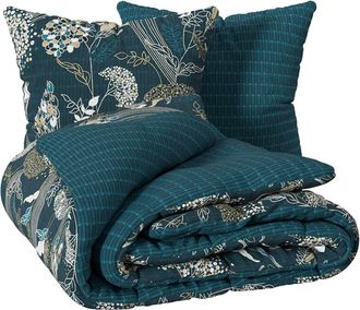 Atmosphera Atmosphera - Bettwäsche Art Deco Pfau aus Baumwolle 240 × 220 cm - Blau