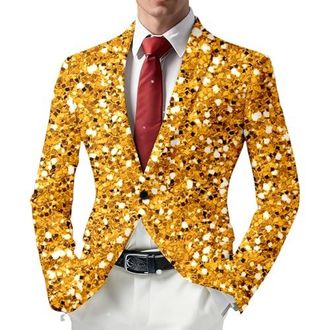 Generico Blazer &agrave; paillettes brillantes Veste costume pour homme D&eacute;guisement de carnaval pour homme Carnaval Outfit des ann&eacute;es 80 Balle disco Costume de groupe