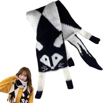 Generic &Eacute;charpe dhiver en forme de renard pour, &eacute;charpe en tricot confortable avec motif renard, tricot pour femmes et filles, cache-cou pour ext&eacute;rieur, int&eacute;r